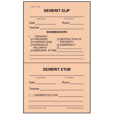 113B2 - Two-Part Demerit Slip