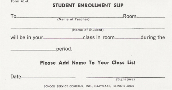41A - Student Enrollment Slip