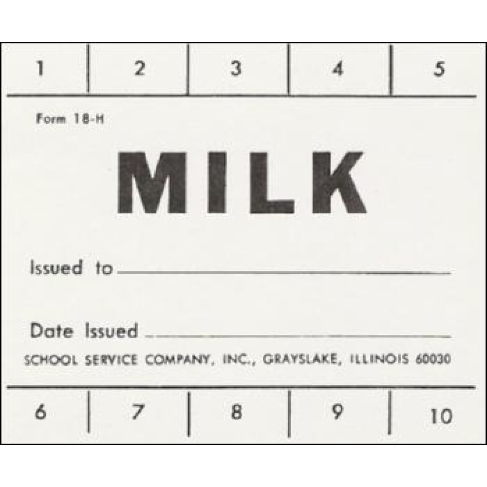 18H - 10 Punch School Milk Ticket