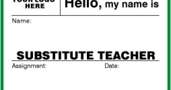 756 - Large Substitute Teacher Label Badges Book