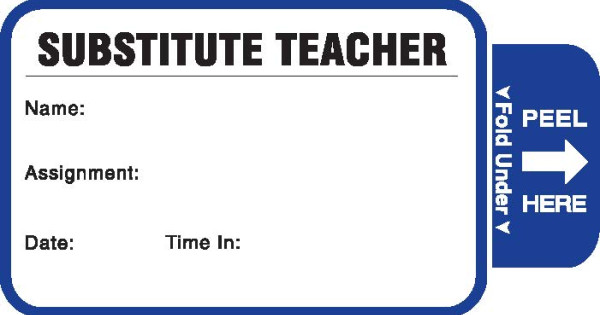 811-SUB - Stock Expiring Substitute Teacher Label Badges Book