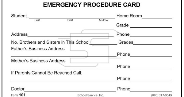 101 - Emergency Procedure Card
