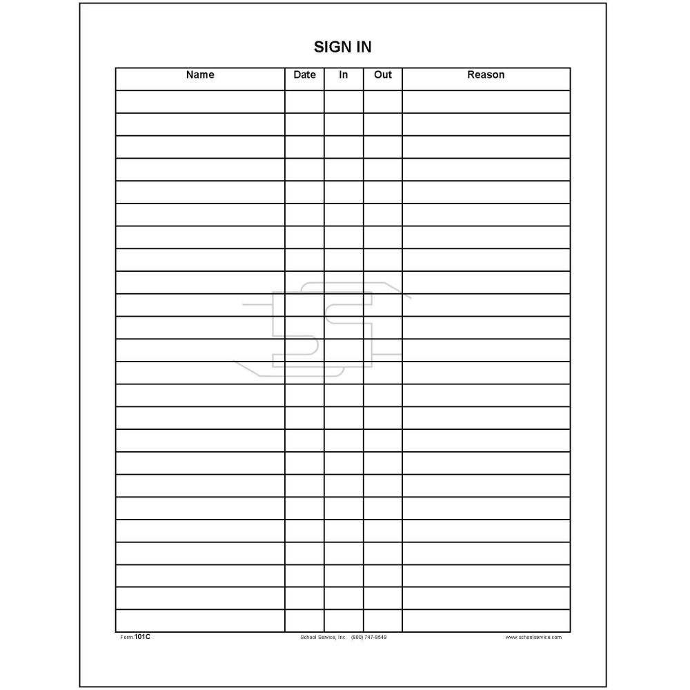 101C - Sign-in Sheet