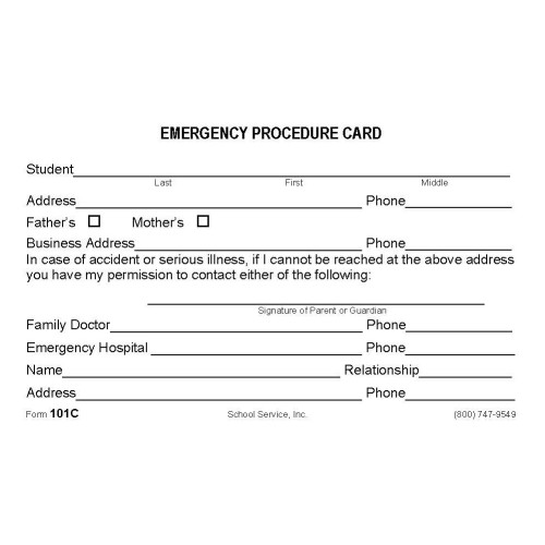 Emergency Cards