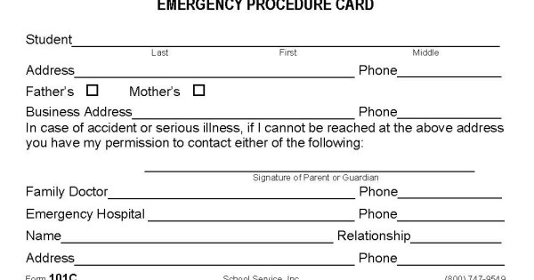 101C - Emergency Procedure Card