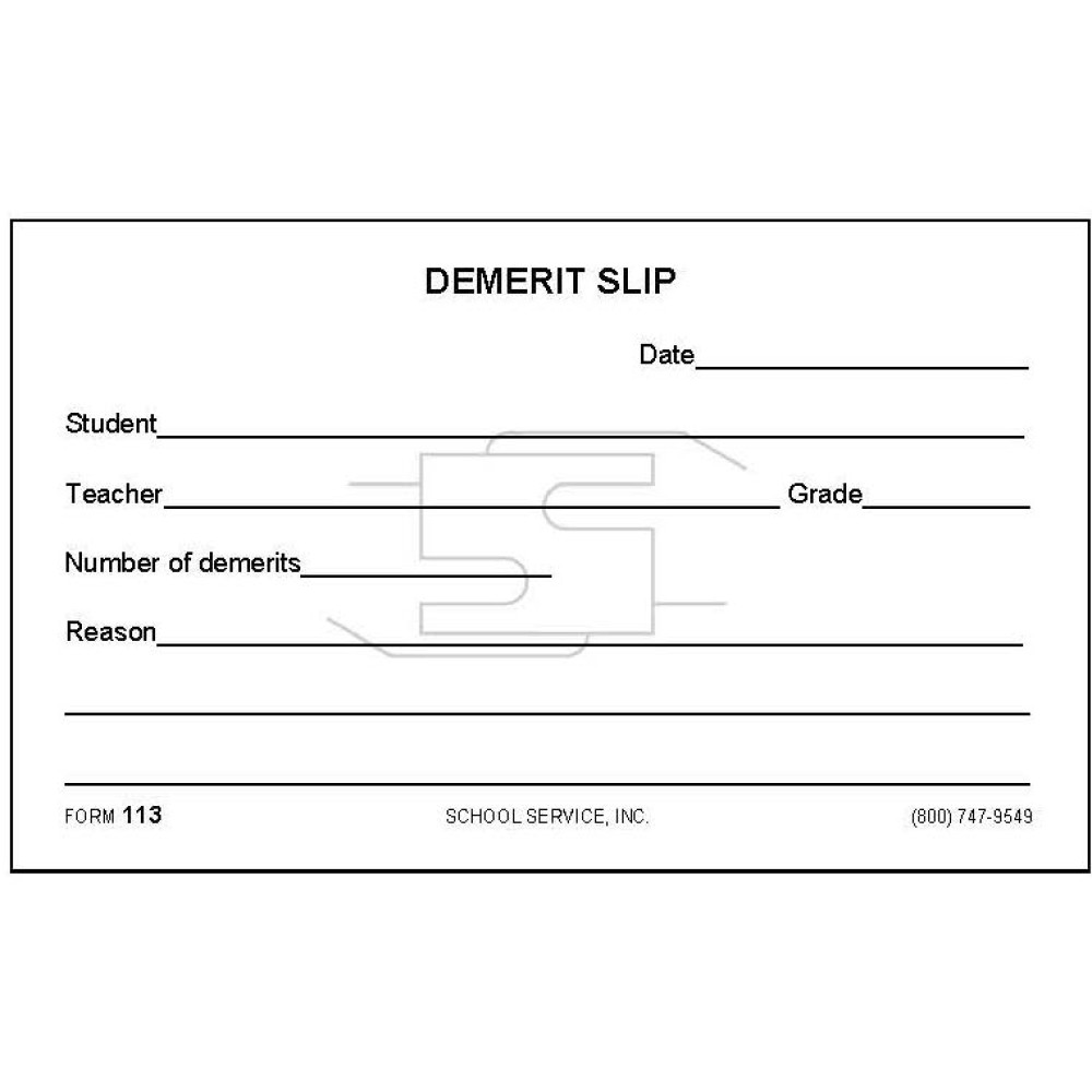 113 - Demerit Slip