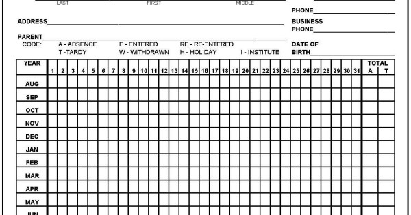 19D - Attendance Record Card