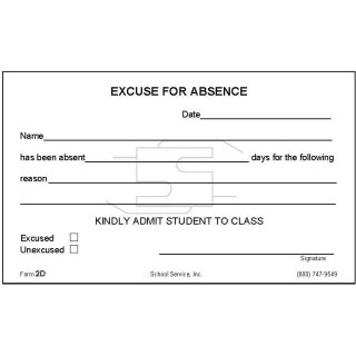absent note for school