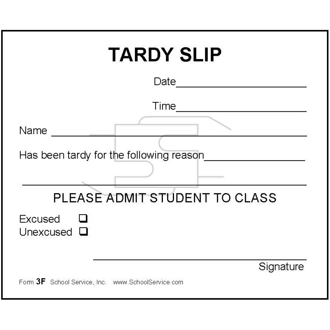 3F - Tardy Slip