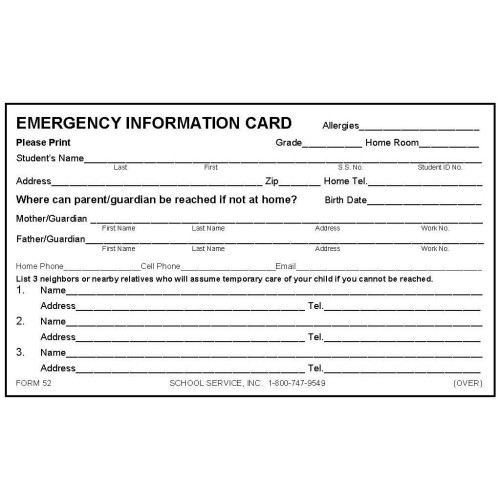 Emergency Cards