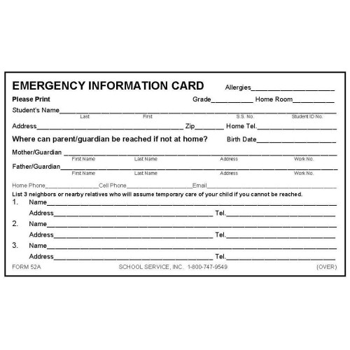 Emergency Cards