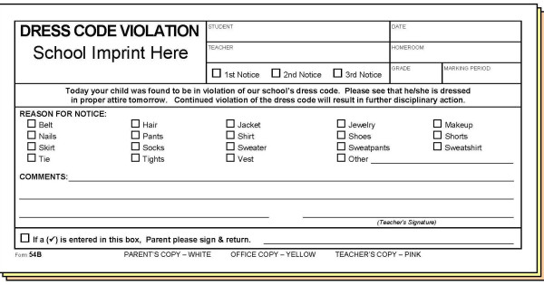 54B - Dress Code Violation w/School Imprint