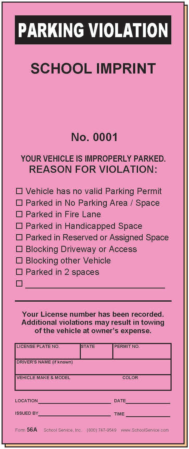 parking violation template