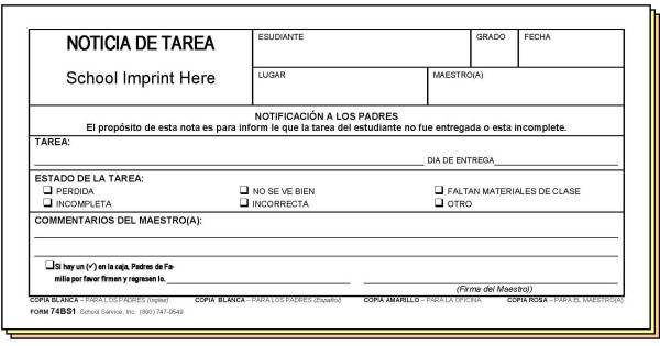 74BS1 - Homework Notice - Bilingual