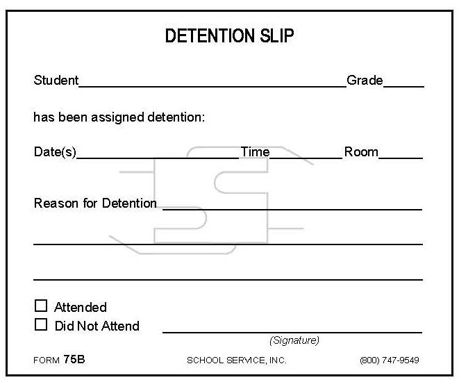 detention slip example