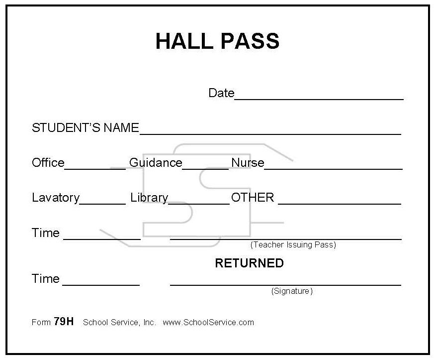School Nurse Pass Template