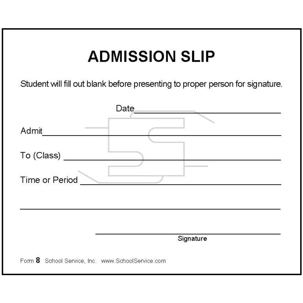 8 - Admission Slip