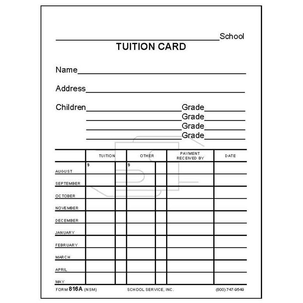816A - Tuition Card