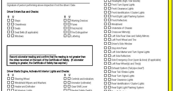 98G2 - Bus Driver's Inspection Form