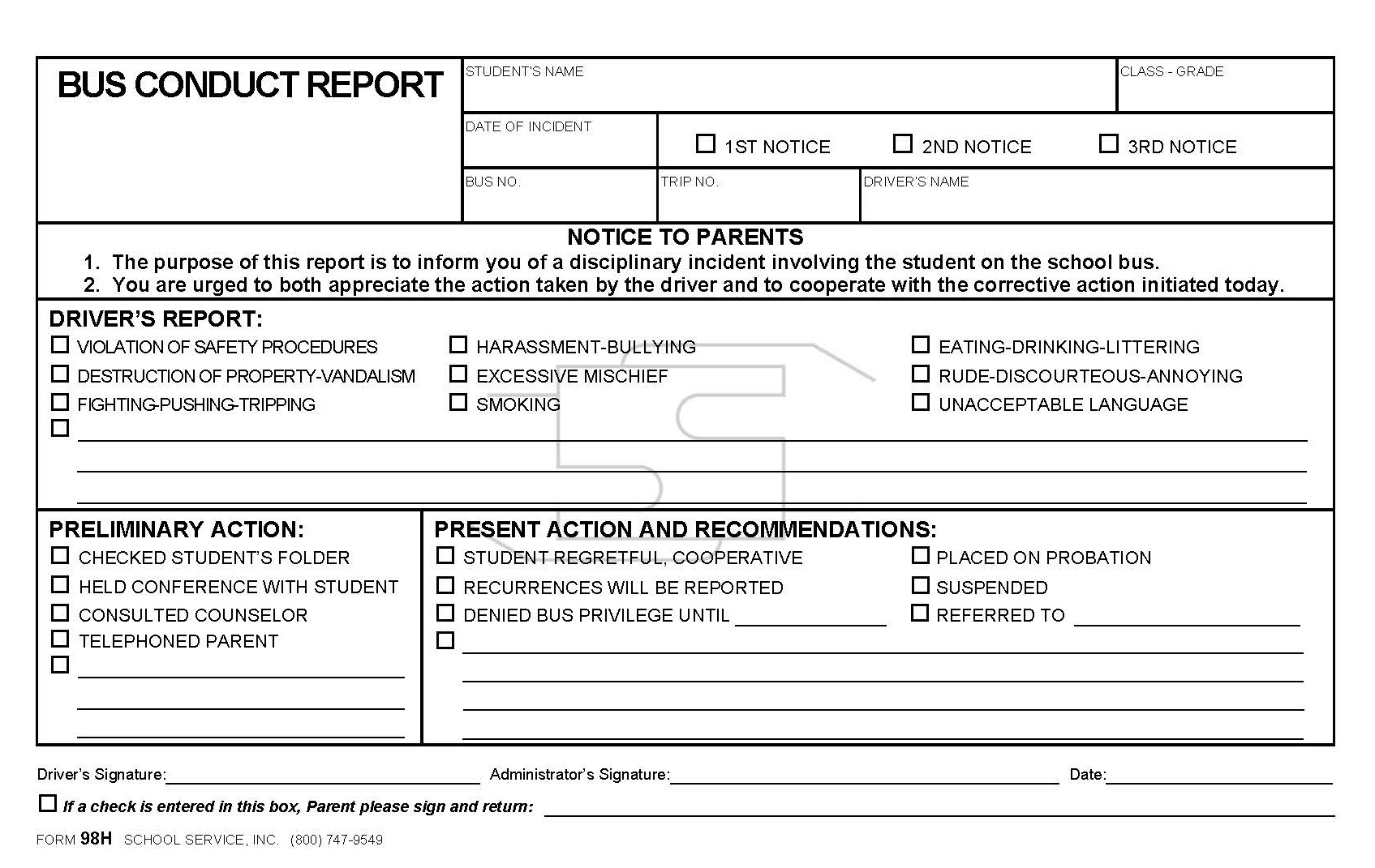 school bus documents
