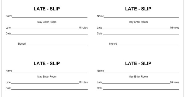 B3A - Late Slip Book