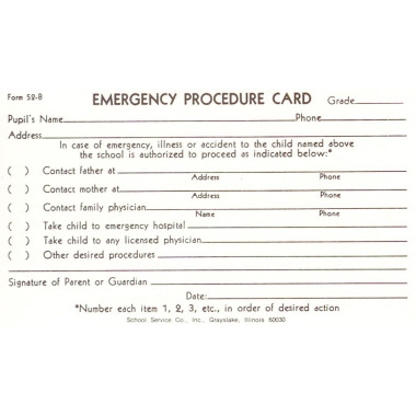 101C - Emergency Procedure Card