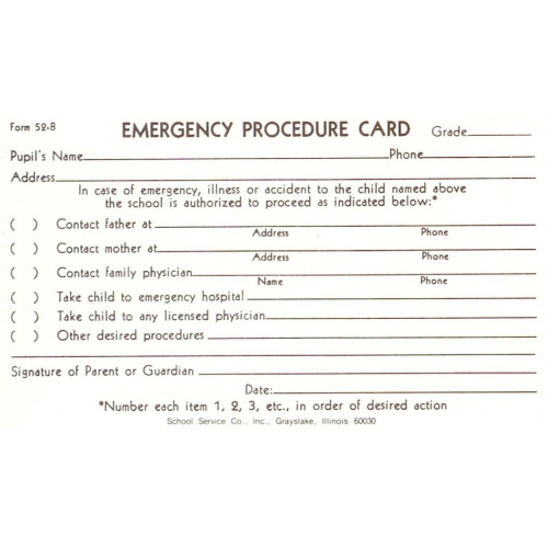 Emergency Cards