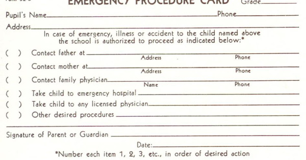 52B - Emergency Procedure Card